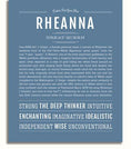 Rheanna Personalized Name Meaning Art Prints – Name Stories