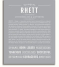 Rhett Personalized Name Meaning Art Prints – Name Stories
