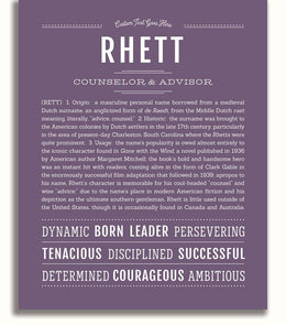 Rhett Personalized Name Meaning Art Prints – Name Stories