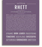Rhett Personalized Name Meaning Art Prints – Name Stories