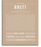 Rhett Personalized Name Meaning Art Prints – Name Stories