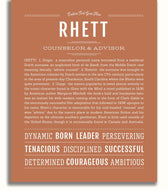 Rhett Personalized Name Meaning Art Prints – Name Stories