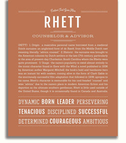 Rhett Personalized Name Meaning Art Prints – Name Stories