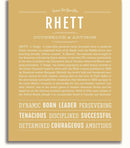 Rhett Personalized Name Meaning Art Prints – Name Stories