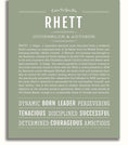 Rhett Personalized Name Meaning Art Prints – Name Stories