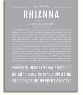 Rhianna Personalized Name Meaning Art Prints – Name Stories
