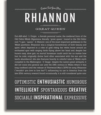 Rhiannon Personalized Name Meaning Art Prints – Name Stories