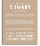 Rhiannon Personalized Name Meaning Art Prints – Name Stories