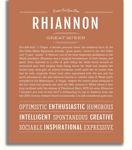 Rhiannon Personalized Name Meaning Art Prints – Name Stories