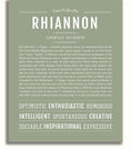Rhiannon Personalized Name Meaning Art Prints – Name Stories