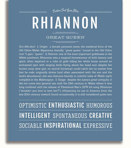 Rhiannon Personalized Name Meaning Art Prints – Name Stories