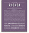 Rhonda Personalized Name Meaning Art Prints – Name Stories