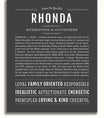 Rhonda Personalized Name Meaning Art Prints – Name Stories