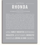 Rhonda Personalized Name Meaning Art Prints – Name Stories