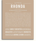 Rhonda Personalized Name Meaning Art Prints – Name Stories
