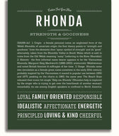 Rhonda Personalized Name Meaning Art Prints – Name Stories