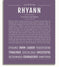 Rhyann Personalized Name Meaning Art Prints – Name Stories