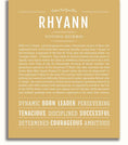 Rhyann Personalized Name Meaning Art Prints – Name Stories
