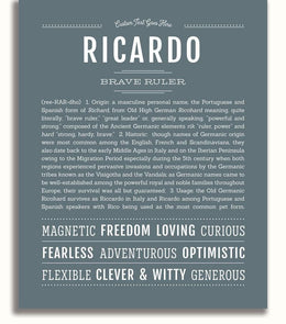 Ricardo Personalized Name Meaning Art Prints – Name Stories