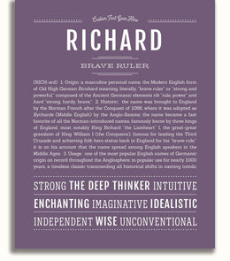 Richard Personalized Name Meaning Art Prints – Name Stories