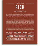 Rick Personalized Name Meaning Art Prints – Name Stories
