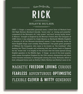 Rick Personalized Name Meaning Art Prints – Name Stories