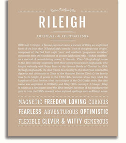Rileigh Personalized Name Meaning Art Prints – Name Stories