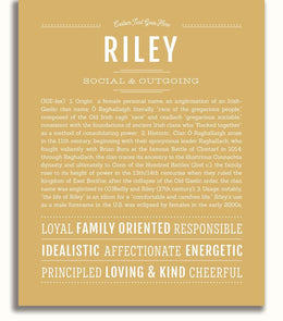 Riley Personalized Name Meaning Art Prints – Name Stories