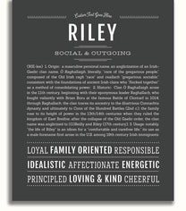 Riley Personalized Name Meaning Art Prints – Name Stories