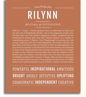 Rilynn Personalized Name Meaning Art Prints – Name Stories