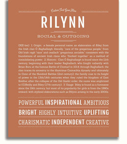 Rilynn Personalized Name Meaning Art Prints – Name Stories