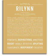 Rilynn Personalized Name Meaning Art Prints – Name Stories