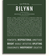 Rilynn Personalized Name Meaning Art Prints – Name Stories
