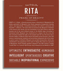 Rita Personalized Name Meaning Art Prints – Name Stories