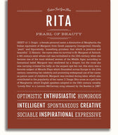 Rita Personalized Name Meaning Art Prints – Name Stories