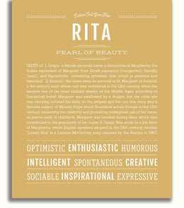 Rita Personalized Name Meaning Art Prints – Name Stories