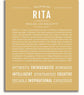 Rita Personalized Name Meaning Art Prints – Name Stories