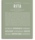 Rita Personalized Name Meaning Art Prints – Name Stories