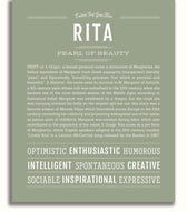 Rita Personalized Name Meaning Art Prints – Name Stories