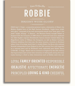 Robbie Personalized Name Meaning Art Prints – Name Stories