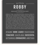 Robby Personalized Name Meaning Art Prints – Name Stories