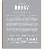 Robby Personalized Name Meaning Art Prints – Name Stories