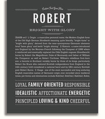 Robert Personalized Name Meaning Art Prints – Name Stories