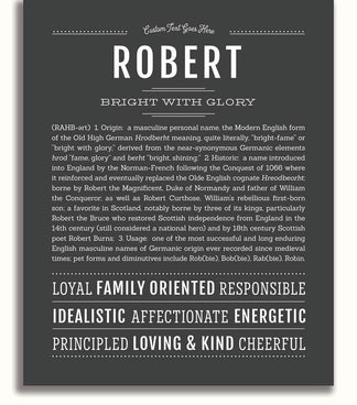 Robert Personalized Name Meaning Art Prints – Name Stories