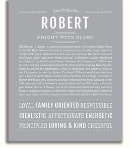 Robert Personalized Name Meaning Art Prints – Name Stories