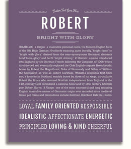 Robert Personalized Name Meaning Art Prints – Name Stories