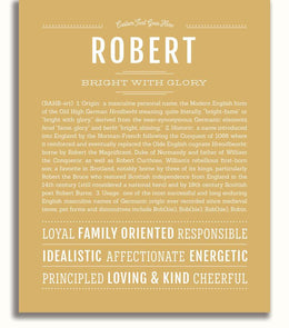 Robert Personalized Name Meaning Art Prints – Name Stories