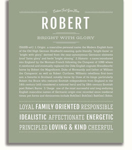 Robert Personalized Name Meaning Art Prints – Name Stories