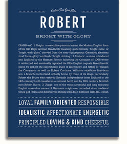 Robert Personalized Name Meaning Art Prints – Name Stories