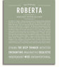 Roberta Personalized Name Meaning Art Prints – Name Stories